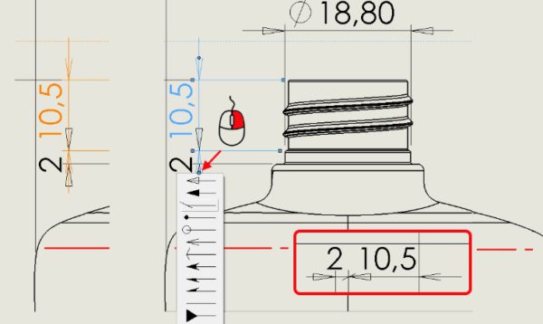 Dimensions in drawing - Local change arrowhead style - SOLIDWORKS