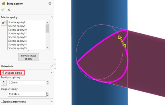 Tabela spoin z parametrem długości - SOLIDWORKS BLOG
