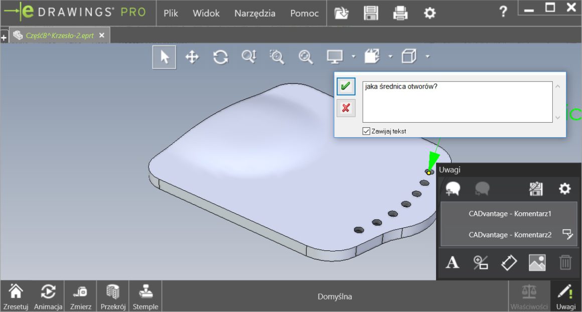 The new document part / assembly in SolidWorks eDrawings Viewer