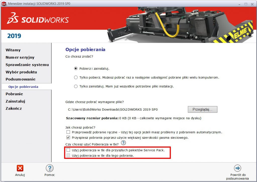 Pobieracz w tle dla przyszłych pakietów Service Pack - SOLIDWORKS