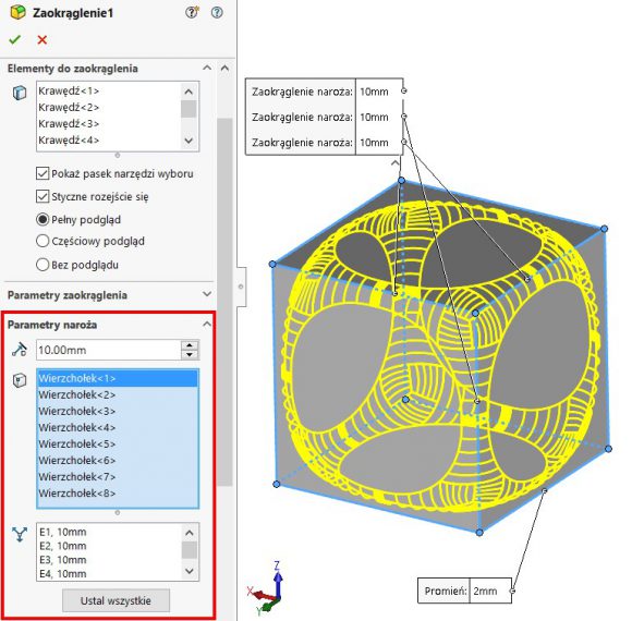 rounding corners - ideal for use in a dice - SOLIDWORKS BLOG