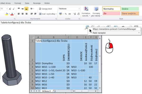 Konfigurationstabelle in Excel vs.. Menü SOLIDWORKS - SOLIDWORKS BLOG