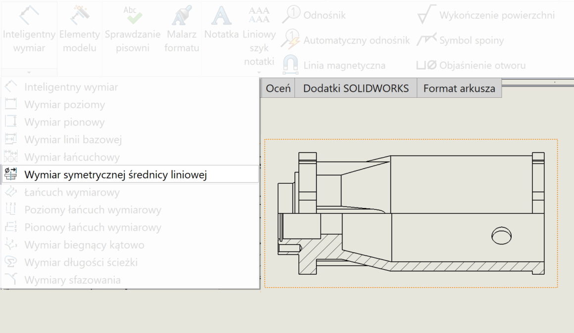 Dimension of a linear symmetrical diameter in drawings - SOLIDWORKS BLOG