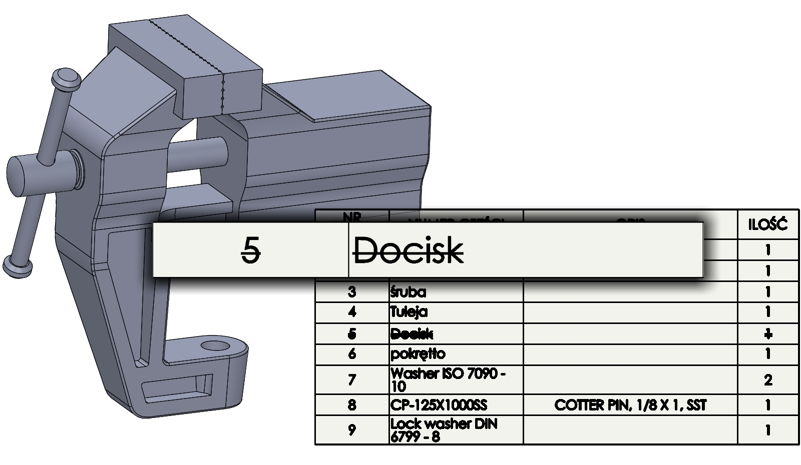 Cross out the missing item in the BOM table - SOLIDWORKS BLOG